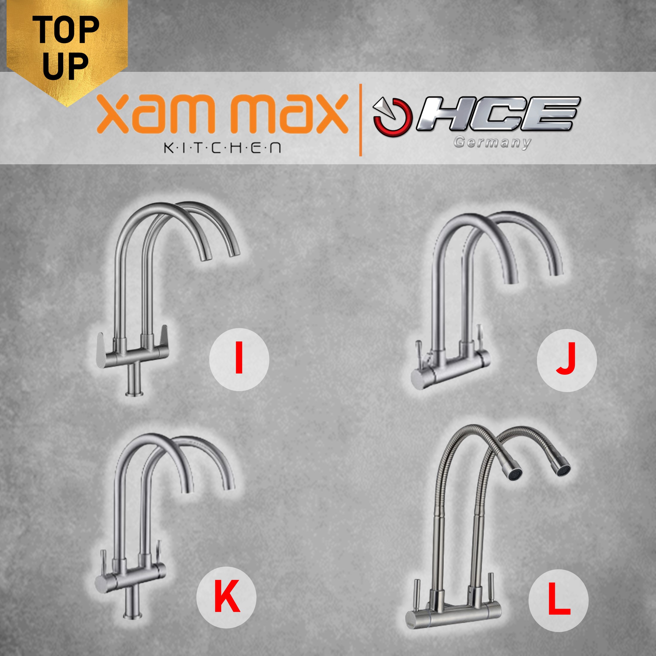 HCE SUS 304 STAINLESS STEEL SINK TAP SPECIAL PREMIUM FAUCET PILLAR/WALL ...