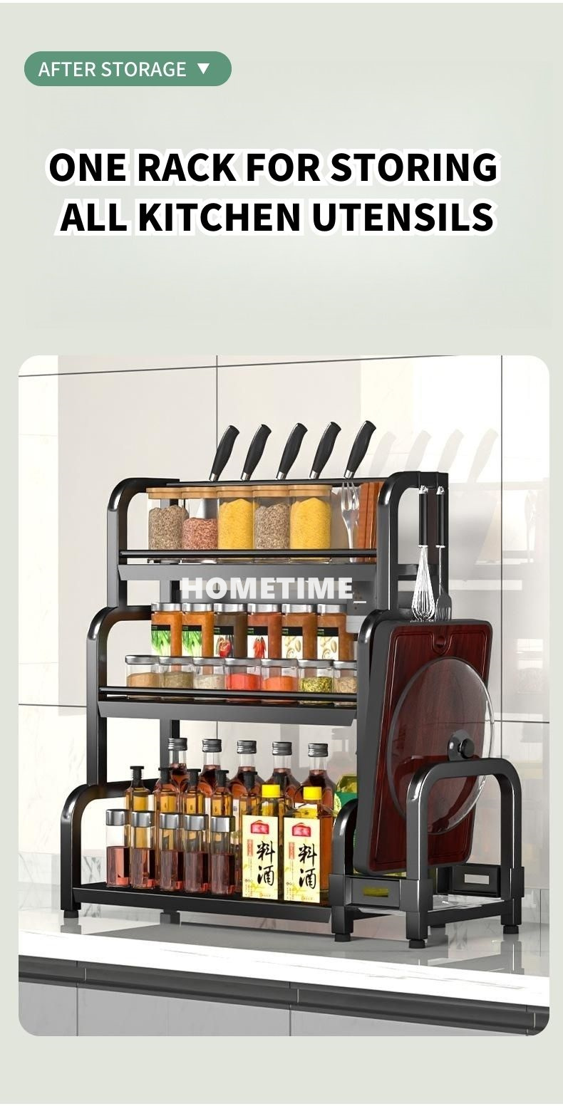 Rak Dapur Spice Rack Stainless Steel Seasoning Storage Rak Condiment ...