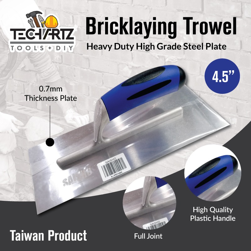 Heavy Duty 4.5" Bricklaying Trowel High Grade Steel Plate Square Head ...