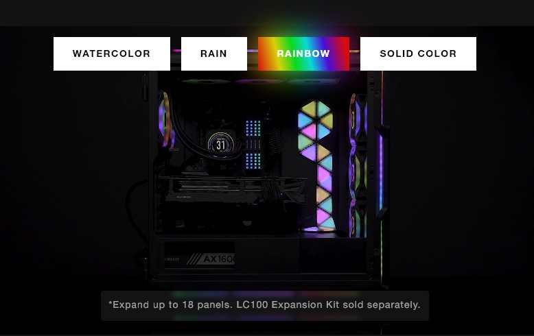 CORSAIR iCUE LC100 RGB LED PC Case Accent Mini Triangle Lighting Panels ...