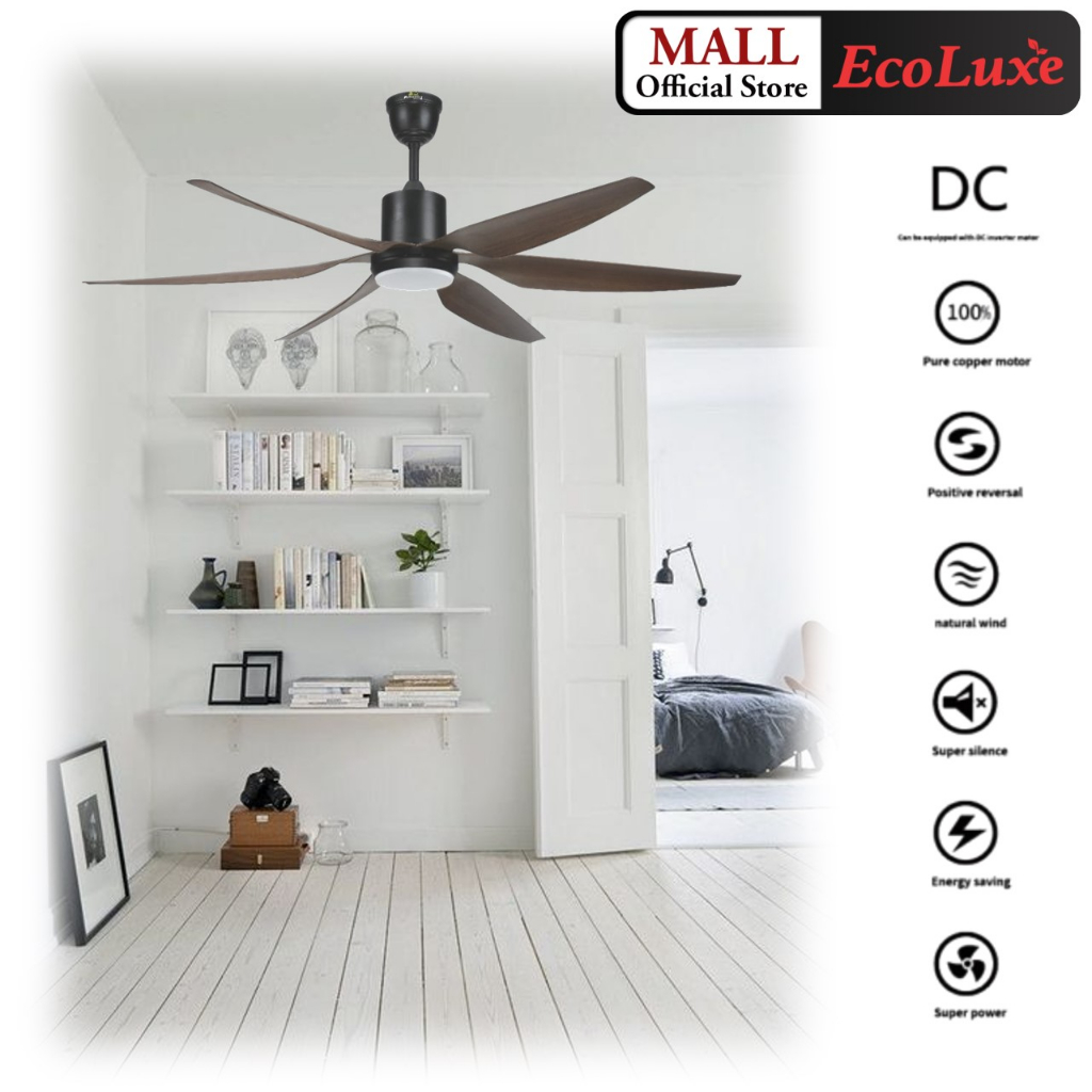 ECOLUXE ECO-645 DC Motor Ceiling Fan with LED Light 6 Speeds Remote ...