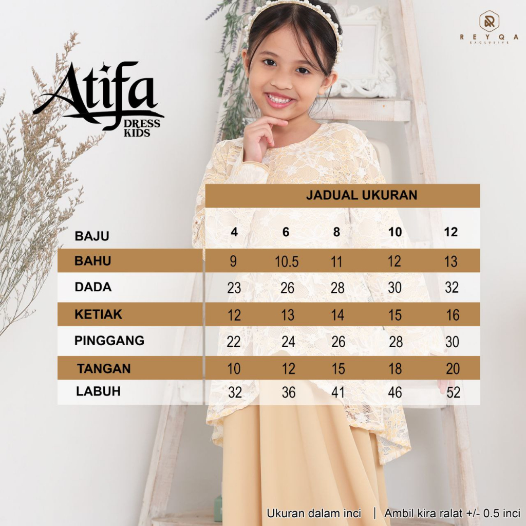 DRESS ATIFA KIDS Jubah Raya Kanak2 Perempuan Cutting Princess Material ...