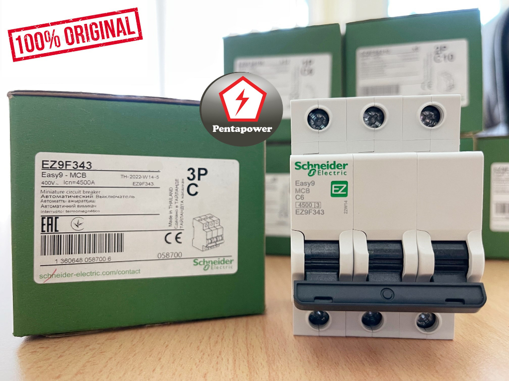 SCHNEIDER MCB 3POLE 4.5KA EASY9 EZ9F34306 EZ9F34310 EZ9F34316 EZ9F34320 EZ9F34332 EZ9F34363 ...