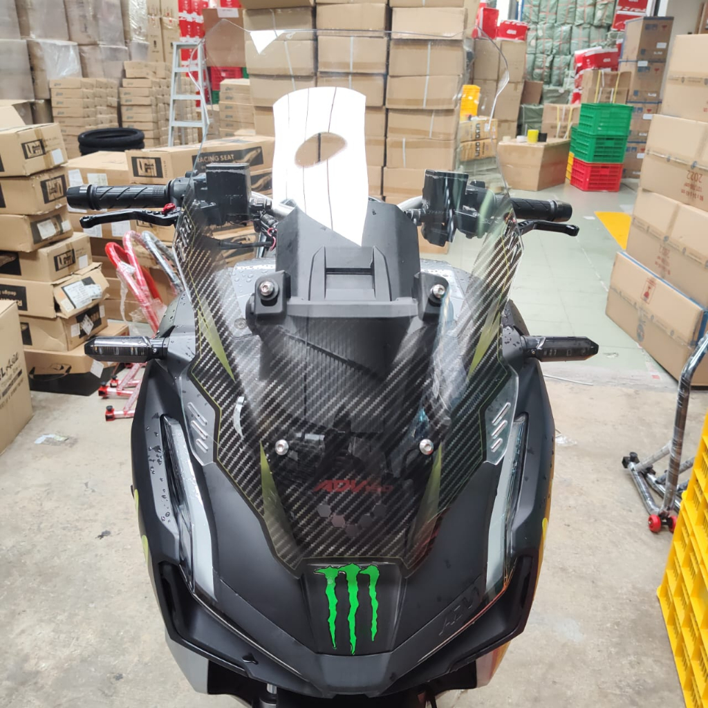 HONDA ADV150 ADV160 VISOR CARBON TECH FRONT WINDSHIELD 2TONE CLEAR ...