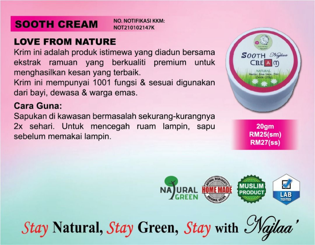 25gram Najlaa Herbal Cream Sooth Cream Baby Skincare ruam lampin Ekzema ...