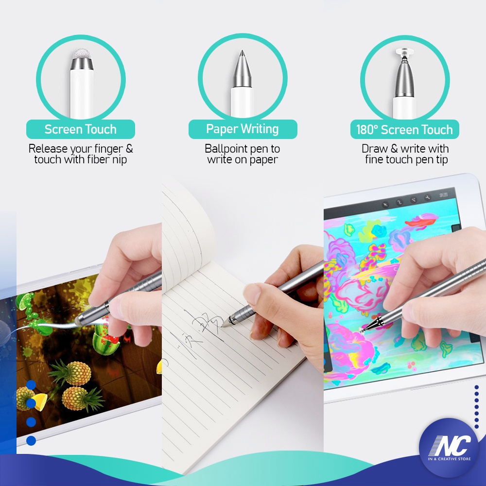 2 in 1 Universal Capacitive Pen Compatibility For iP hone Pen Android ...