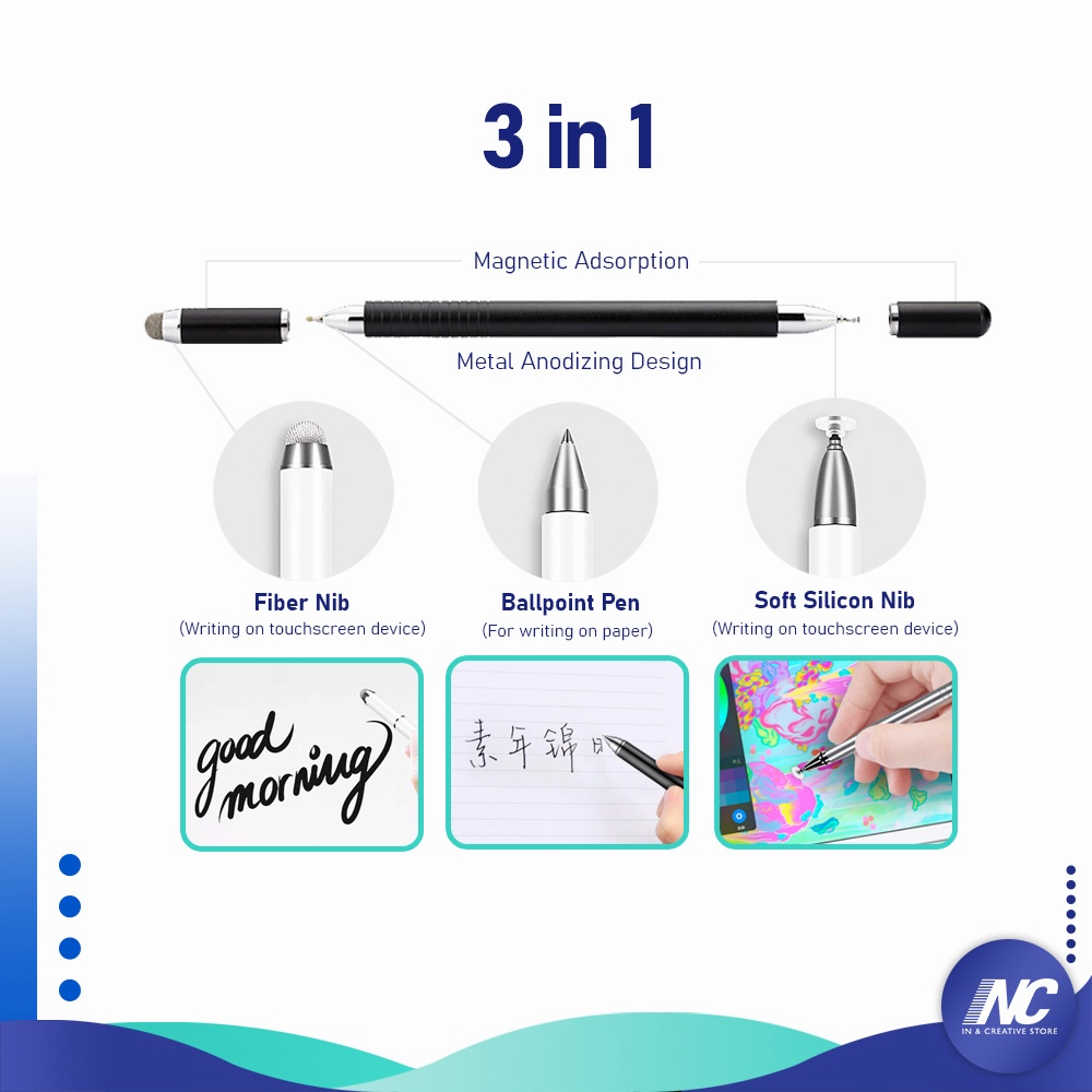 2 in 1 Universal Capacitive Pen Compatibility For iP hone Pen Android ...