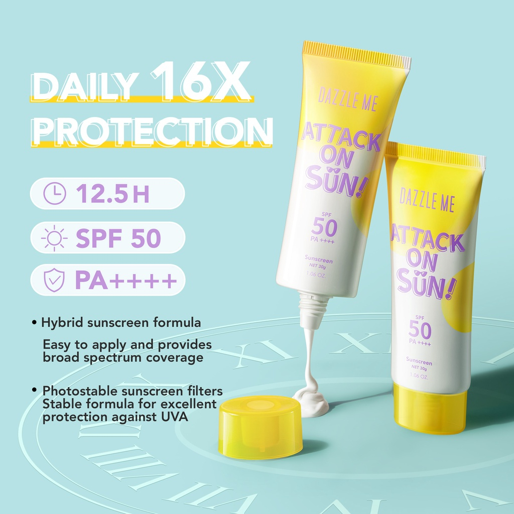 [MESTI BELI] DAZZLE ME Attack on Sun Sunscreen SPF50 PA ++++ UV Protect ...