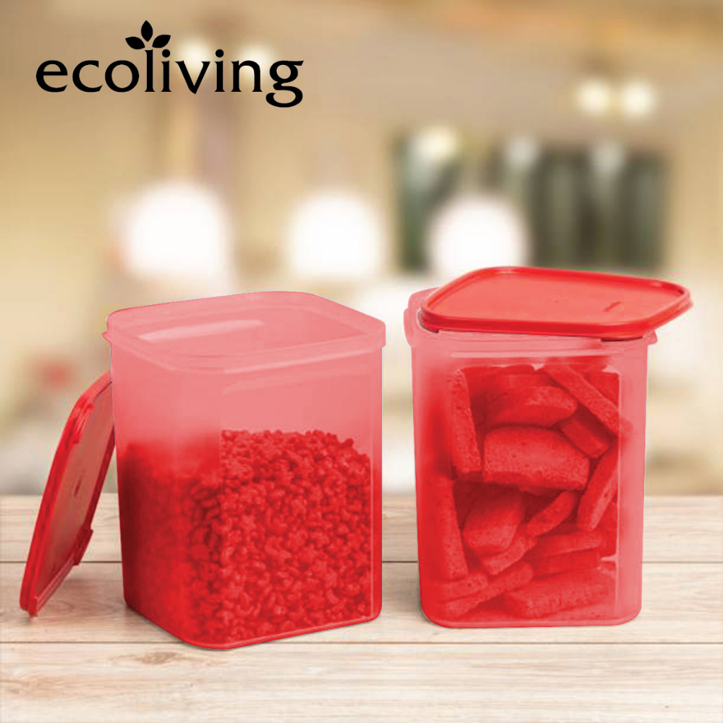 ECO LIVING 2.5/4.1/6.7Ltr Airtight Square Colourful Food Storage ...