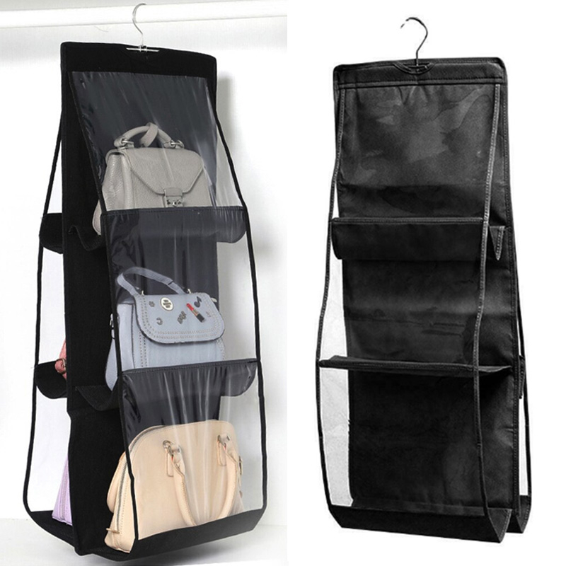𝗘𝗟𝗘𝗖𝗧𝗥𝗢𝗣𝗟𝗔𝗧𝗘 》6 Pocket Handbag Bag Storage Dust Proof Bag Hanger Tempat ...