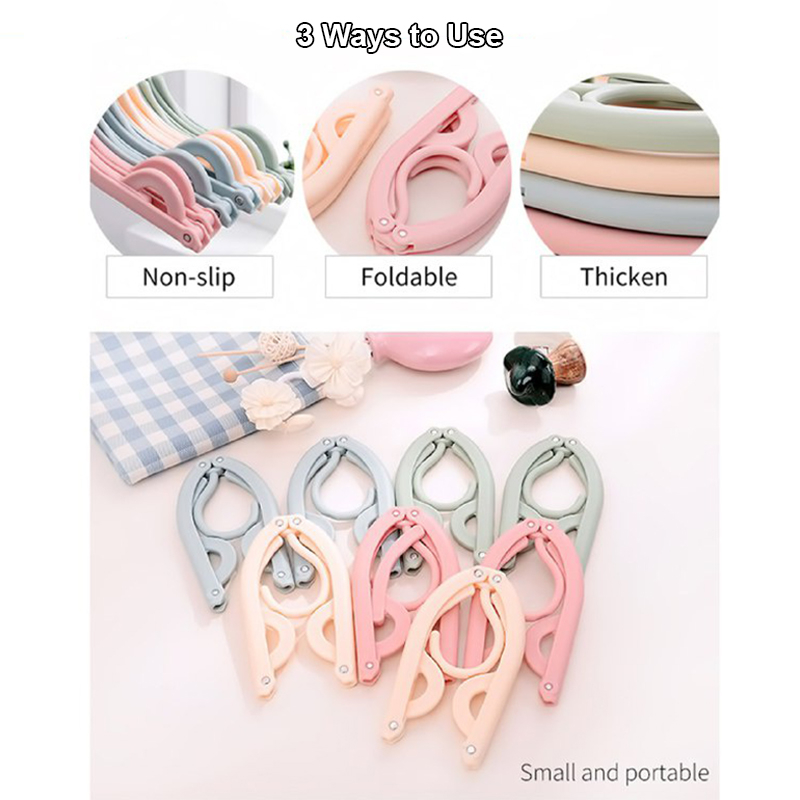𝟯 𝗙𝗢𝗟𝗗𝗜𝗡𝗚 𝗟𝗘𝗩𝗘𝗟 》Folding Mini Cloth Hanger Non Slip Travel Wardrobe ...