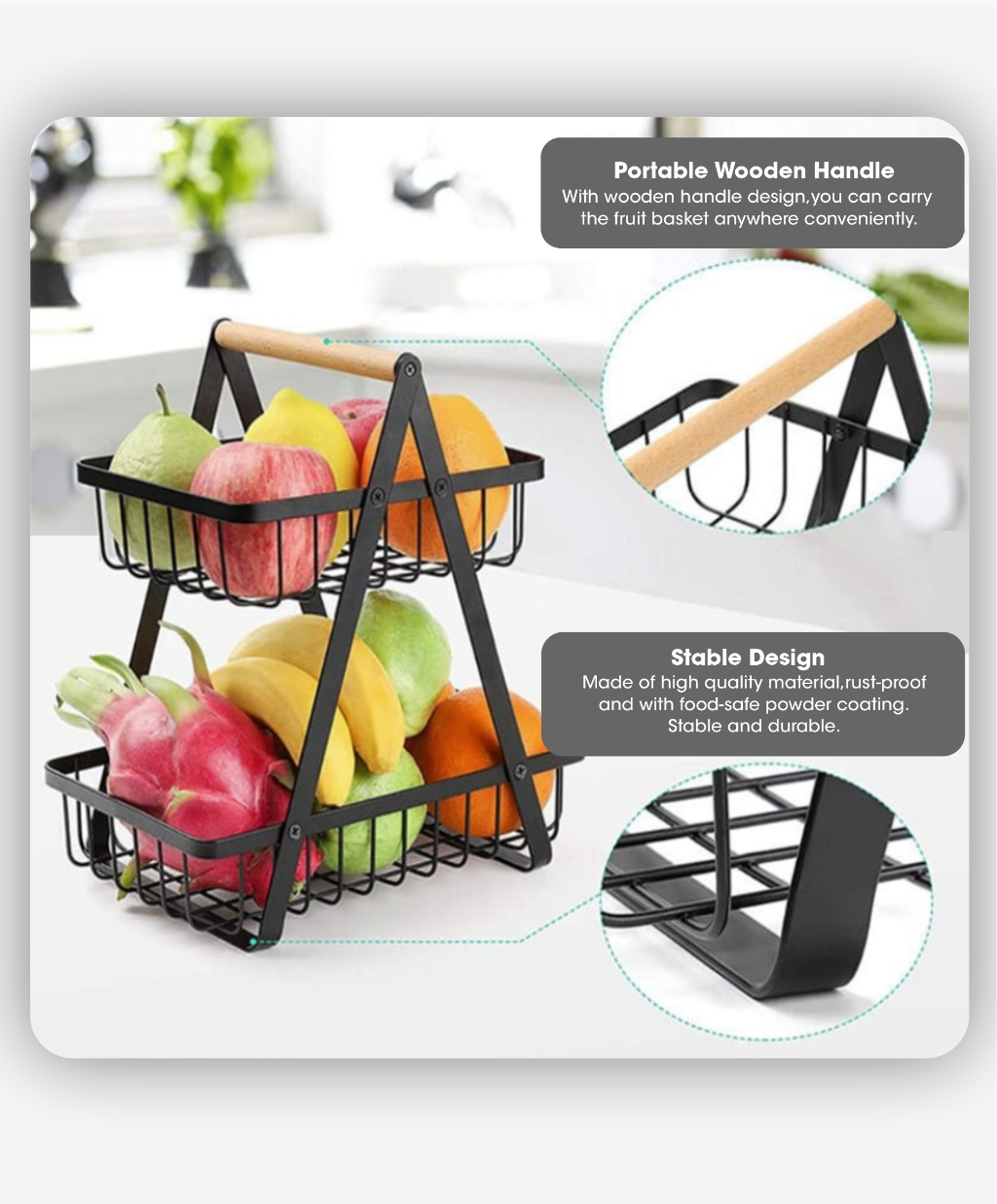 2 Tier Onion Rack Fruit Basket Rak Bawang Bertingkat Vegetable Storage ...