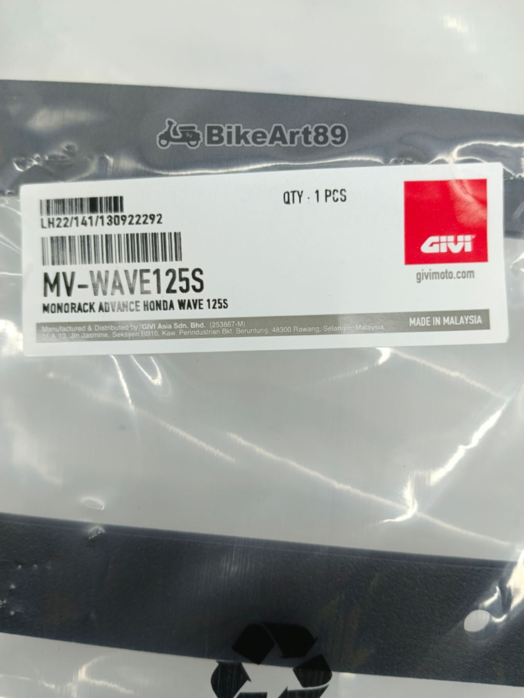Monorack Givi Honda Wave 125S ADVANCE BLACK 100% ORIGINAL Wave125S 125 ...