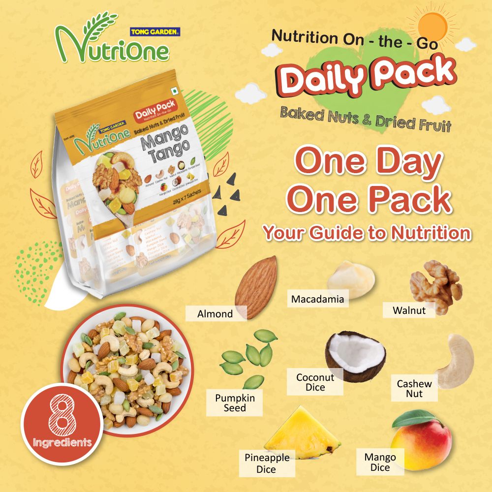 NutriOne Baked Nuts & Dried Fruit - Mango Tango 196g (28g x 7 sachets ...
