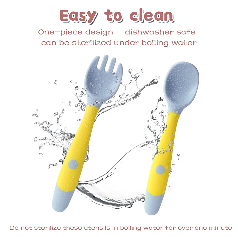 2PCS Baby Bendable Spoon & Fork Set Kid Twist Feeding Soft Learning ...