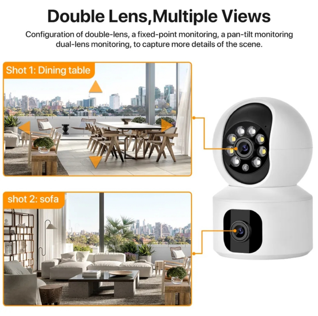 iCSee 4MP 2K Resolution Dual Lens / 2 Screens Indoor PTZ 360 Rotatable ...