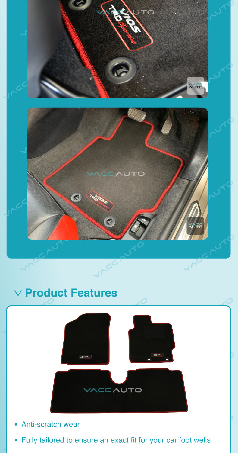 [Original] Toyota Vios (3rd Gen) TRD Sportivo Floor Carpet - Red Line ...