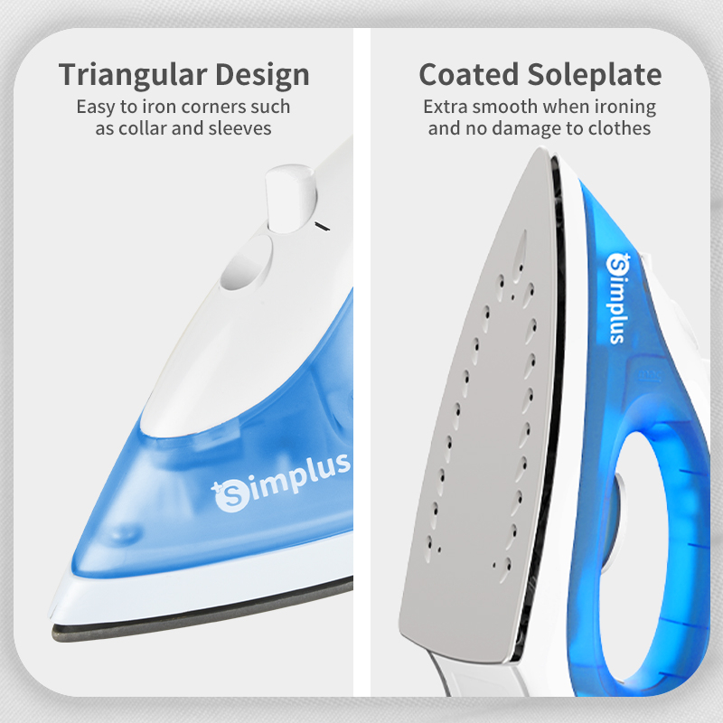 Simplus Iron Steam Garment Steamer Iron Non Stick Soleplate 1300W Power ...