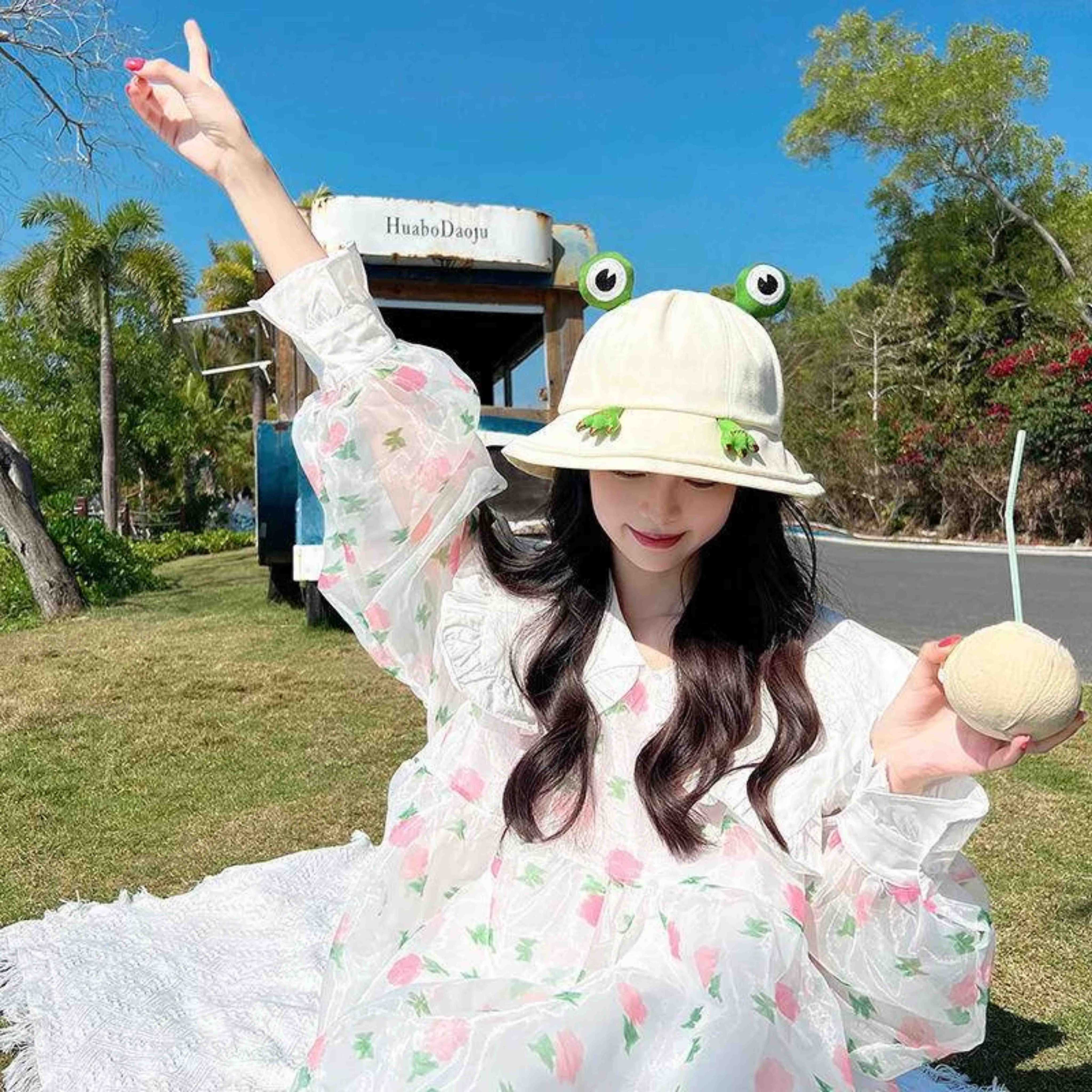 [Frog Hat] Bucket Hat Adult Cartoon Outdoor Topi Cute Stylish | Shopee ...