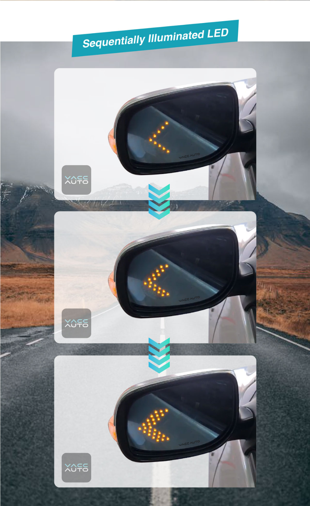 Proton X70 Anti Glare Blue Mirror with LED Indicator Light VACC AUTO 1 ...