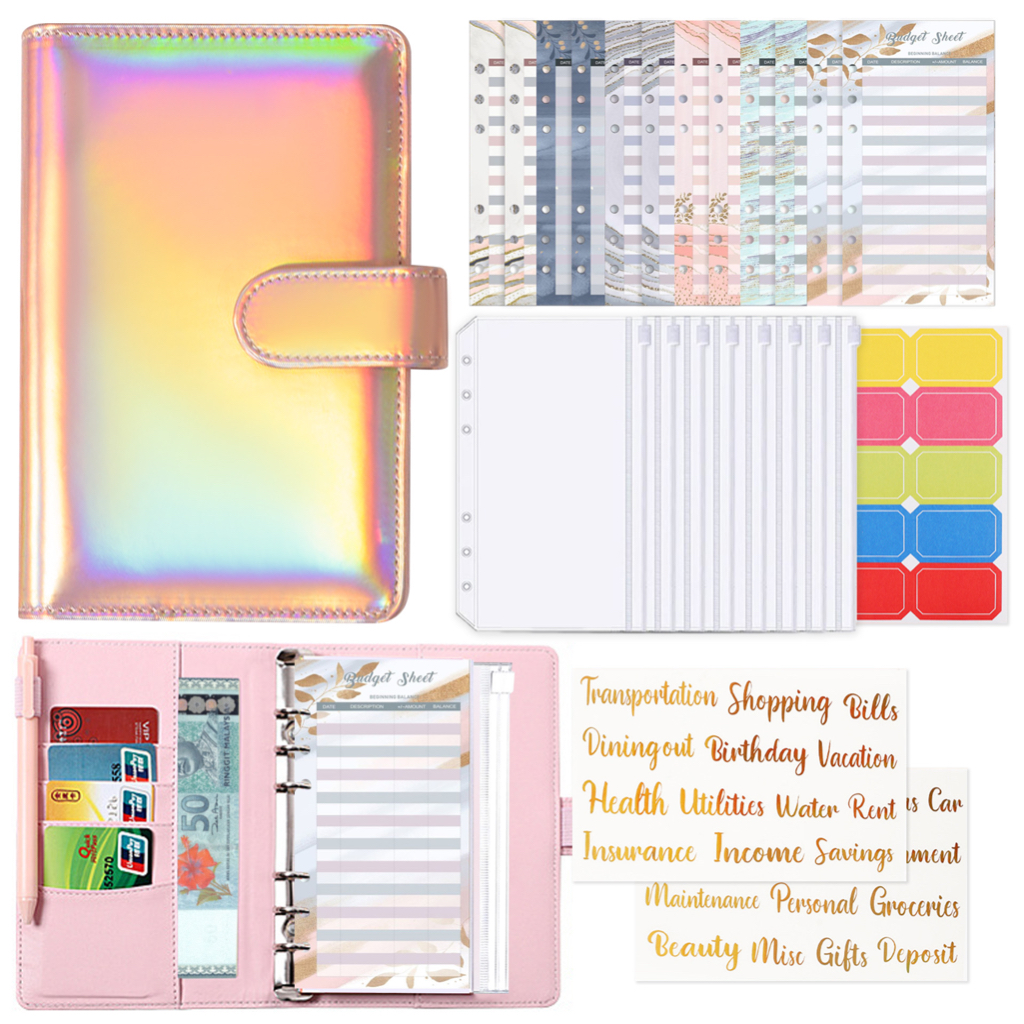 Whitespace A6 Premium Laser Cash Planner Set Binder Macaron PU Leather ...