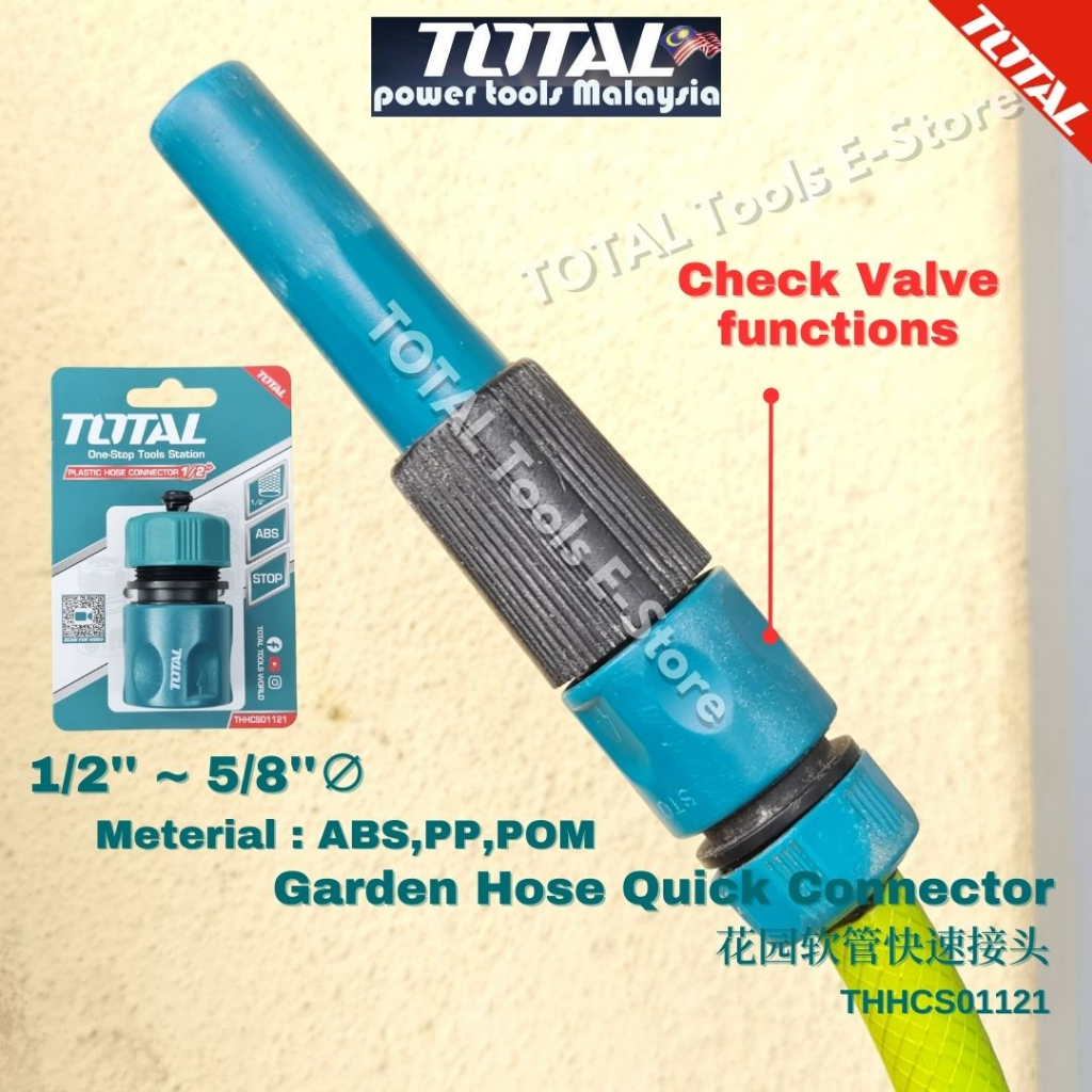 TOTAL Gardening Hose Quick Connector for 5/8'', 1/2" Garden Hose w ...