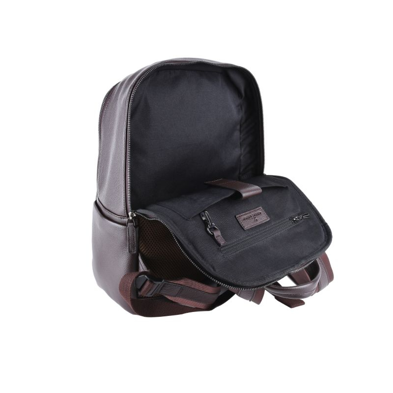 Charles Berkeley ASHFORD Men's Backpack Calf Leather Double Zipper ...