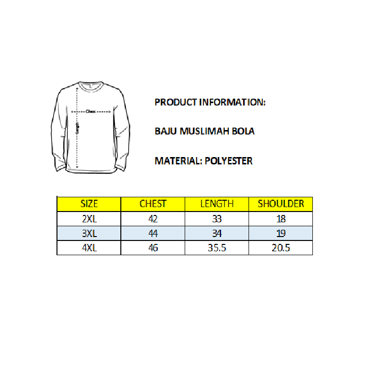 SAIZ BESAR 2XL-4XL BAJU MUSLIMAH LENGAN PANJANG BOLA SEPAK / MUSLIMAH ...