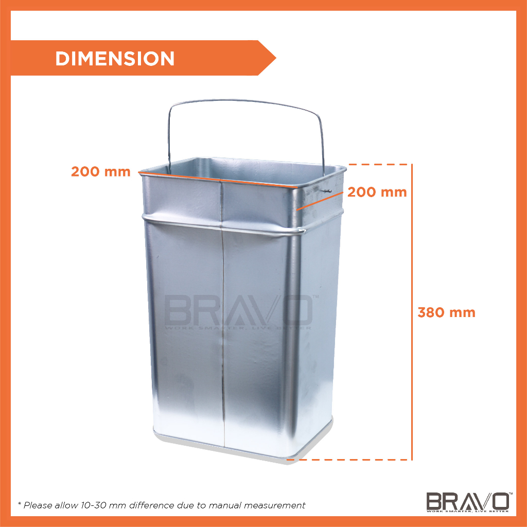 BRAVO Stainless Steel Dustbin With Ashtray Tong Sampah Stainless Steel ...