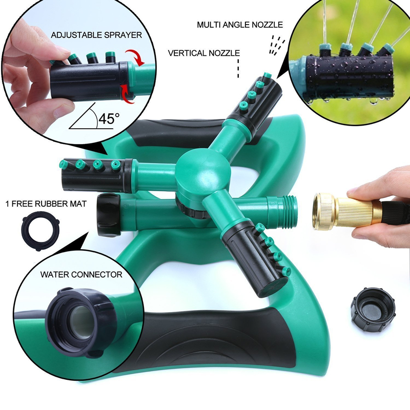 360° Rotating Water Spray Lawn Sprinkler Garden Plant Watering ...