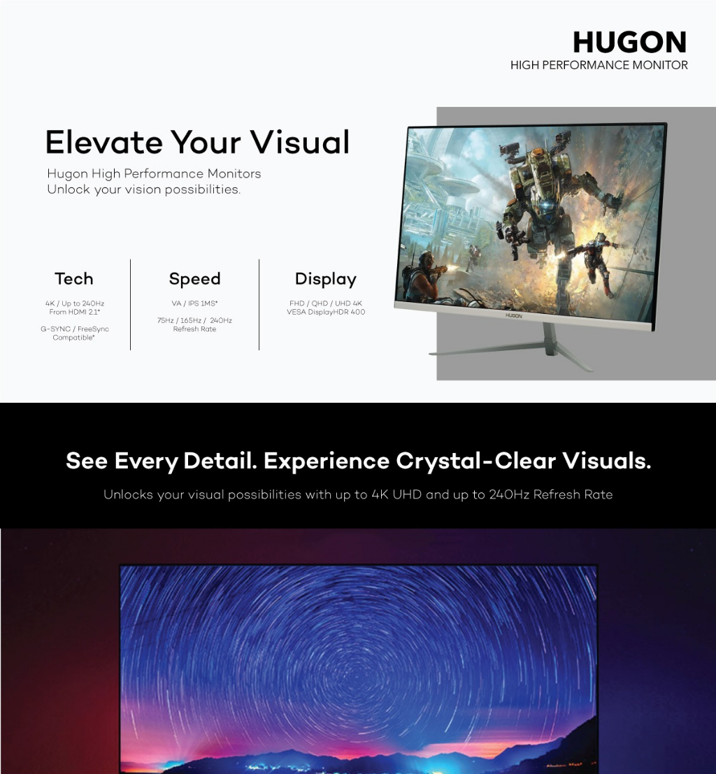 HUGON 24 INCH CURVED 100Hz | 165Hz | 240Hz 1MS IPS FULL HD MONITOR ...