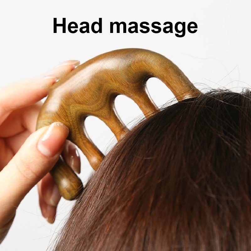 Sandalwood Comb Head Meridian Massage Comb Scalp Comb Five-Tooth ...