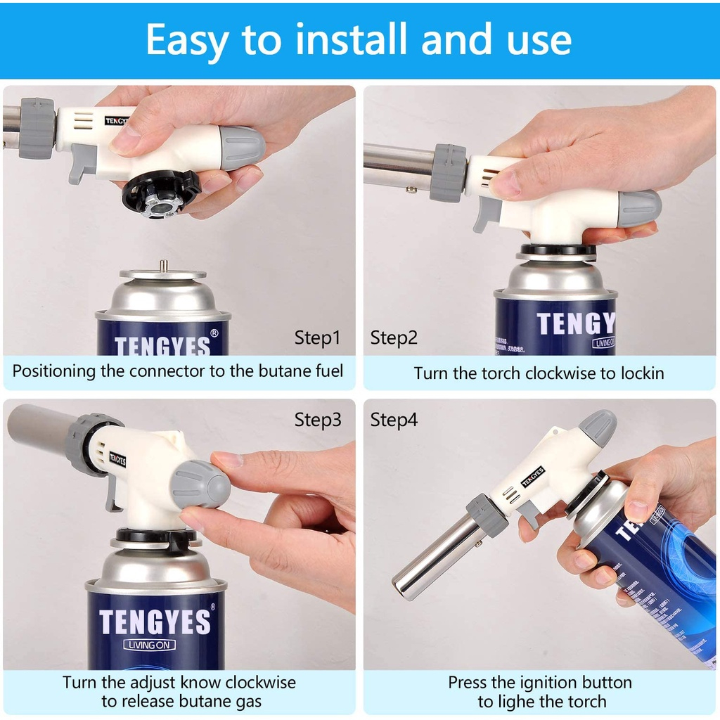 Camping Gas Torch Butane Burner Welding Fire Maker Flame Gun Multipurpose Torch Gun Welding ...