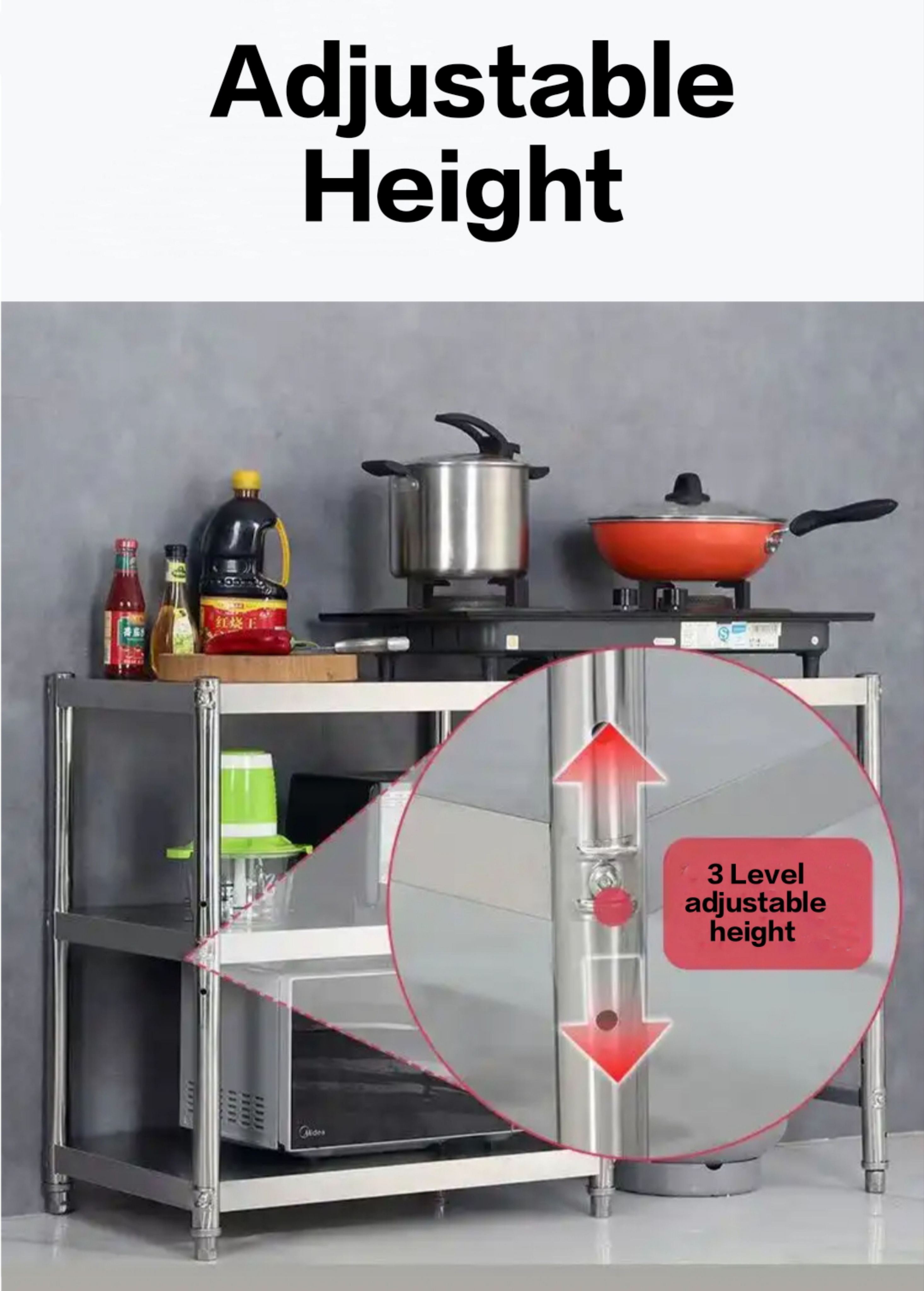 (Ready Stock) Stainless Steel Tebal Kitchen Rack Dapur Masak Gas Rack ...