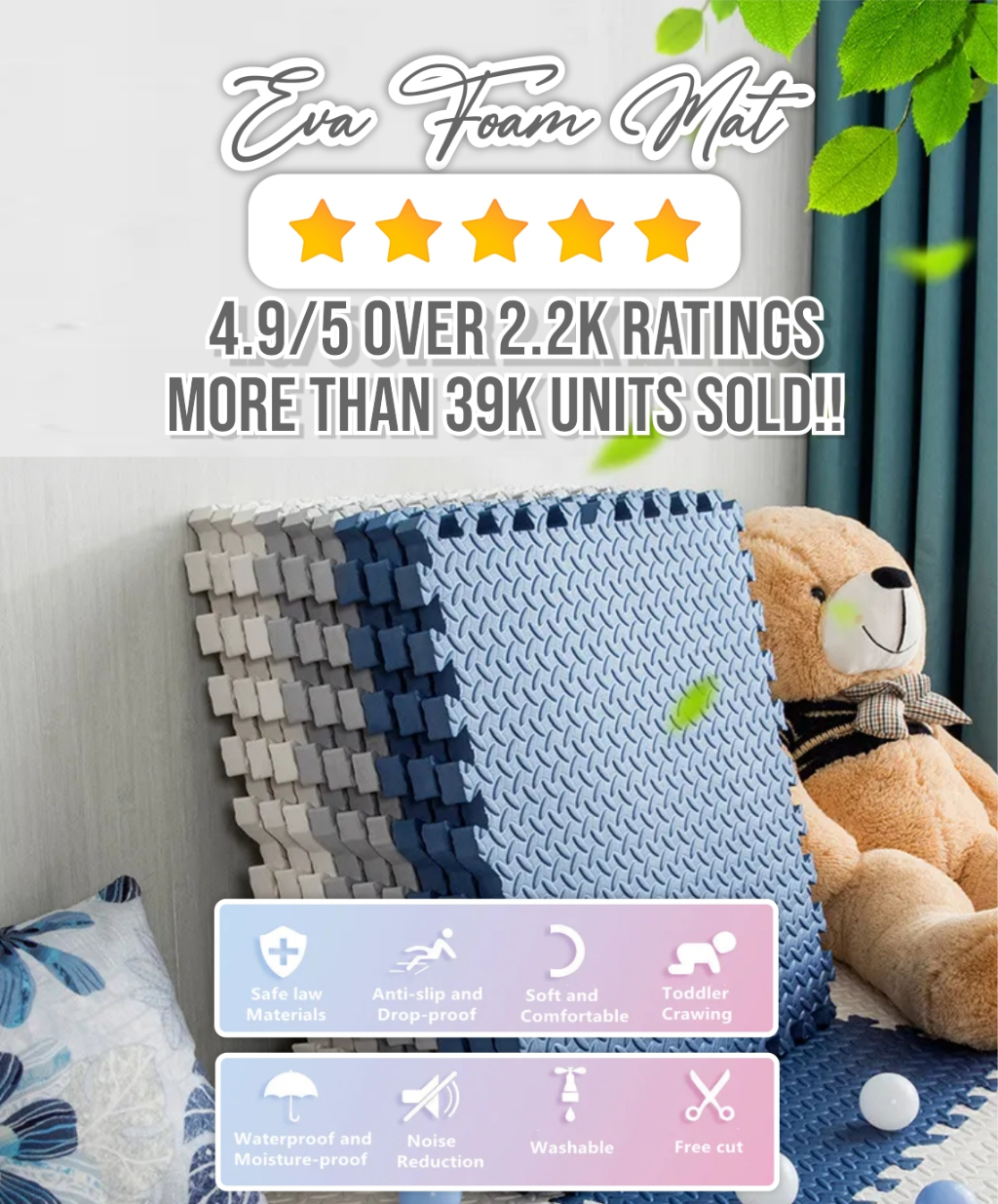 [EXTRA THICK] Baby Playmat Foam Mat Waterproof Puzzle Playmat Carpet ...