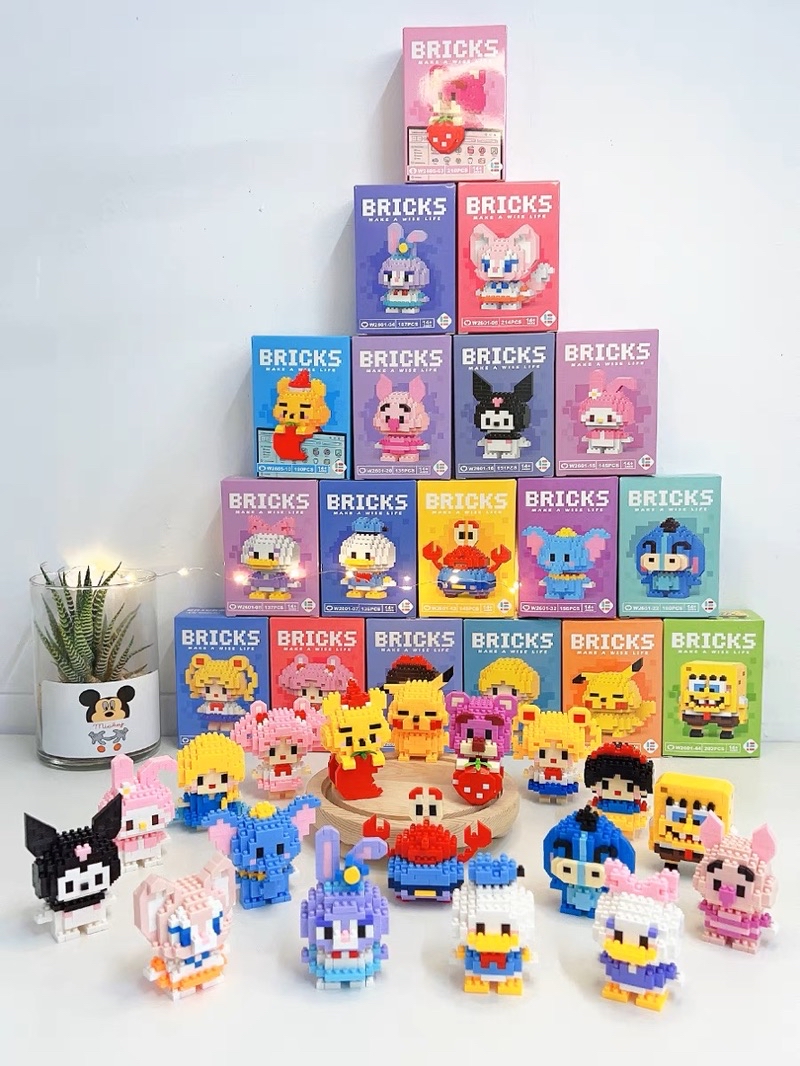(WITH BOX)Nano blocks Cartoon Sanrio Pika Pokemon Minecraft Minifigures ...