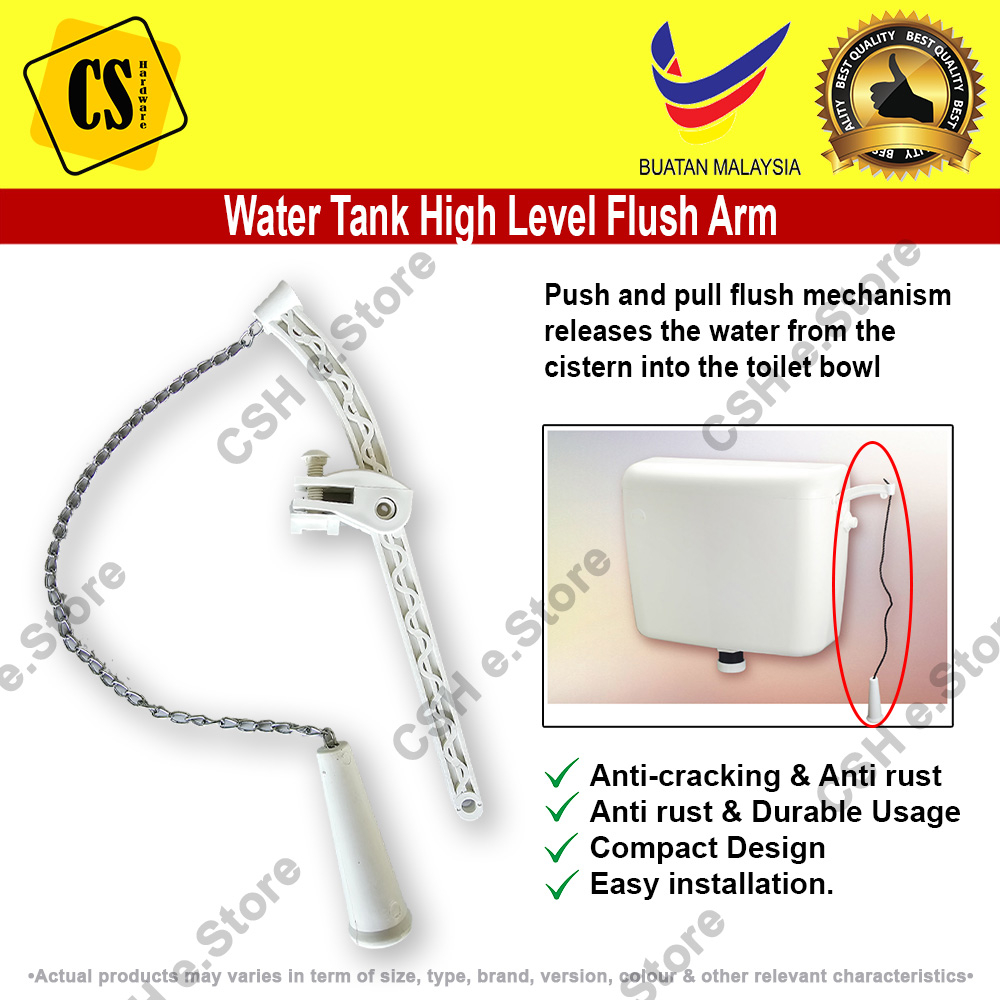 TOILET CISTERN WATER TANK FLUSH HANDLE ARM WITH METAL CHAIN High Level ...