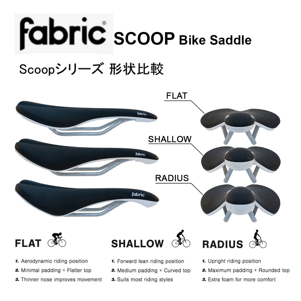 FABRIC Scoop Race Flat Shallow Radius Bicycle Saddle for Roadbike MTB ...
