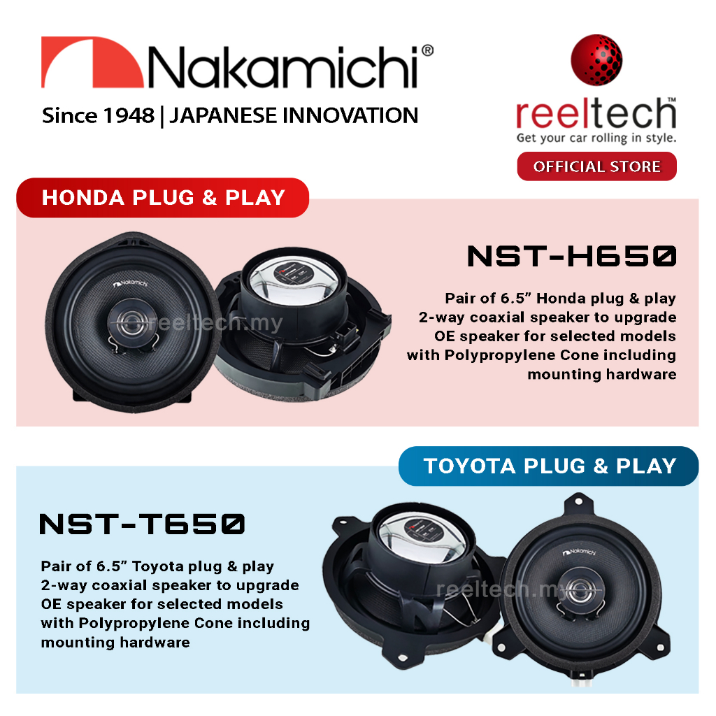 Nakamichi Plug & Play Speaker For Honda Toyota | NST-H650 | NST-T650 | Car Speaker | Speaker ...