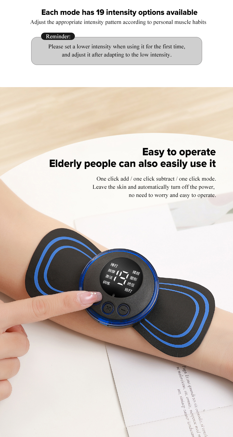 EMS Cervical Massage Stickers Portable USB Rechargeable Stimulator Neck ...