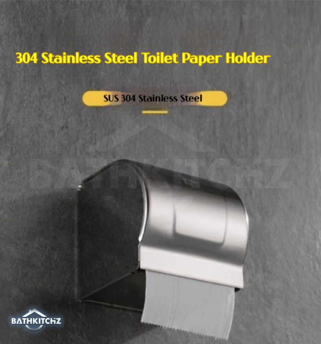BATHKITCHZ SUS 304 Toilet Paper Holder Shelf Roll Paper Case Tube ...