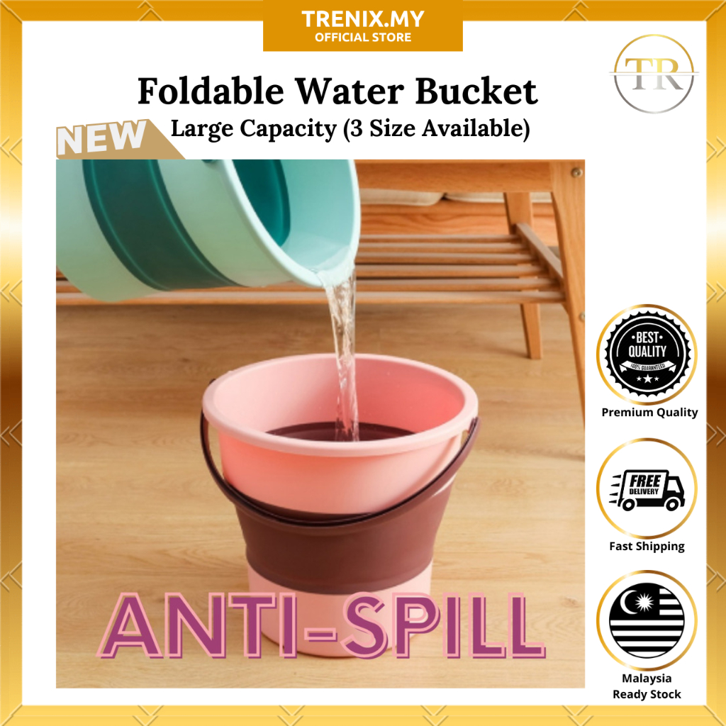 🆕 Foldable Water Bucket Pail Washing Cleaning Tong Baldi Lipat Large ...