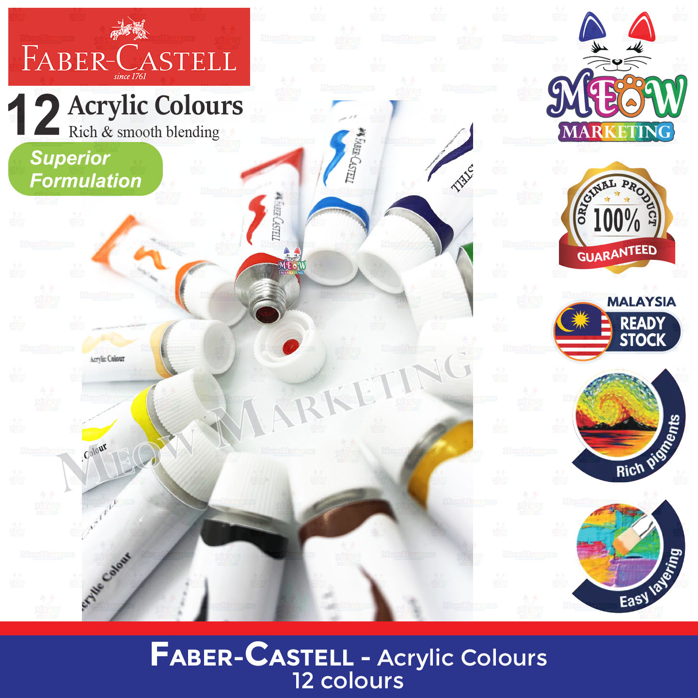 Faber-Castell Student Acrylic Colour Set of 12 (12ml) | Shopee Malaysia