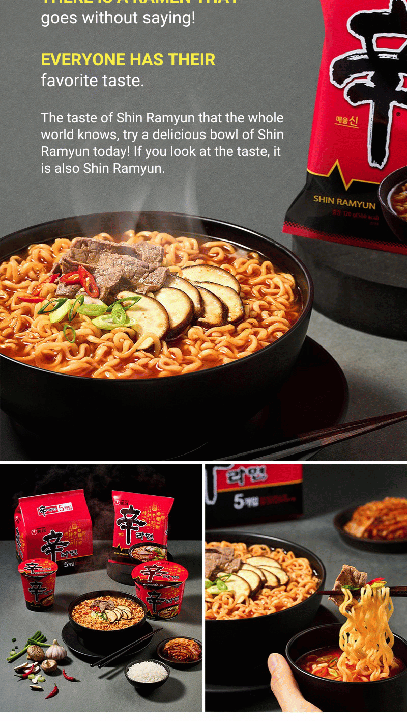 韩版进口辛拉面 Korea NongShim Shin Ramyun Instant Noodle (NON-HALAL) 5packs x ...