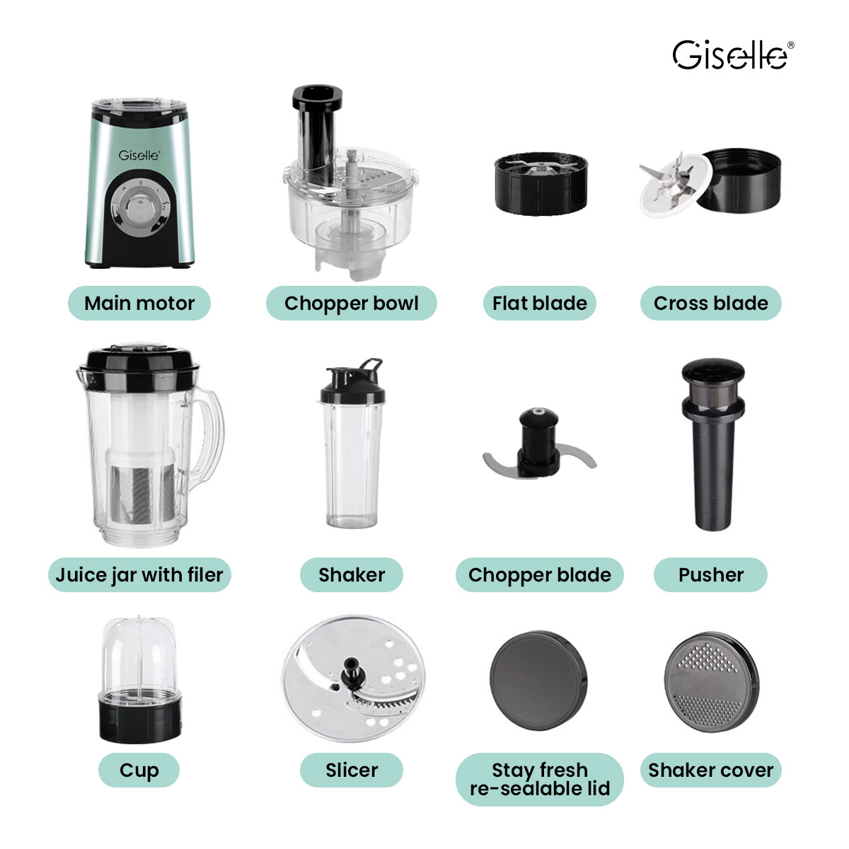 Giselle Pro Multifunction 7 in 1 / 10 in 1 Blender Food & Juice ...