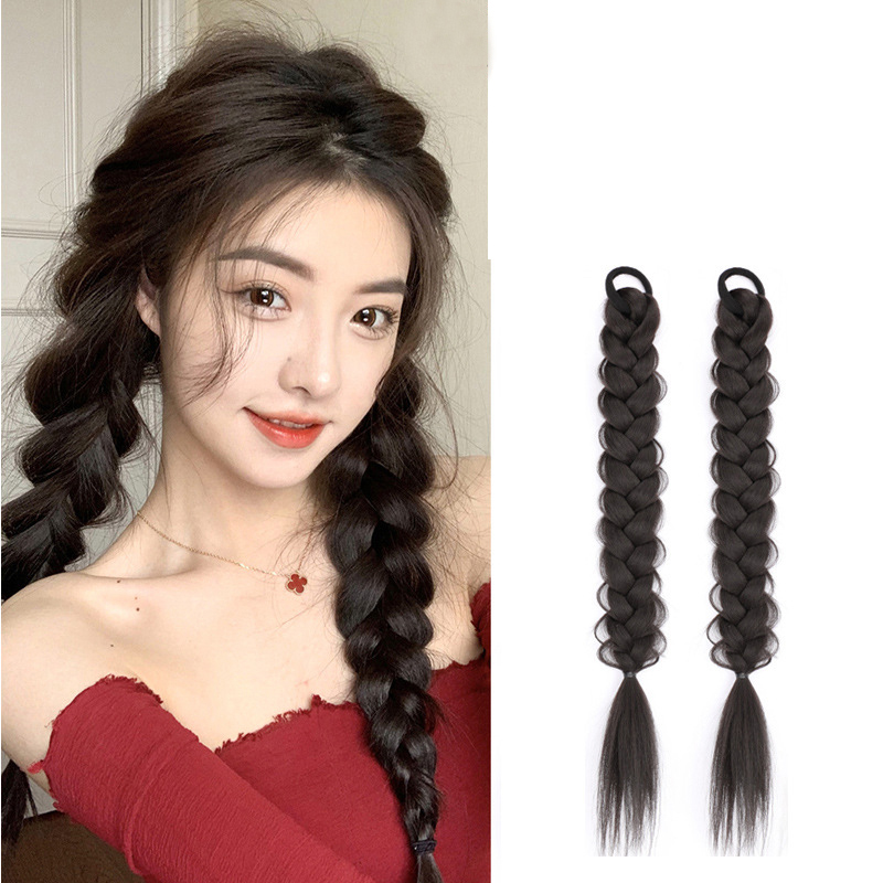 Fashion Braid Natural wig double Ponytail twist braids fluffy Wig Hair ...