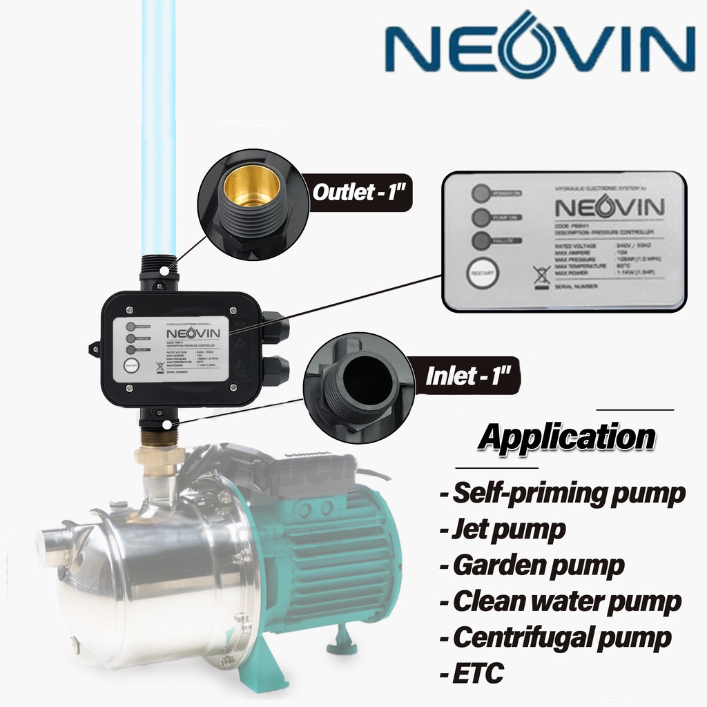 NEOVIN P86H1 PRESSURE CONTROLLER 1HP 240V 1.1kW AUTOMATIC SWITCH ...