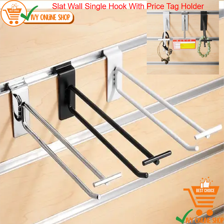 Slat Wall Single Hook C/W Wire For Price Tag Holder Chrome | Shopee Malaysia