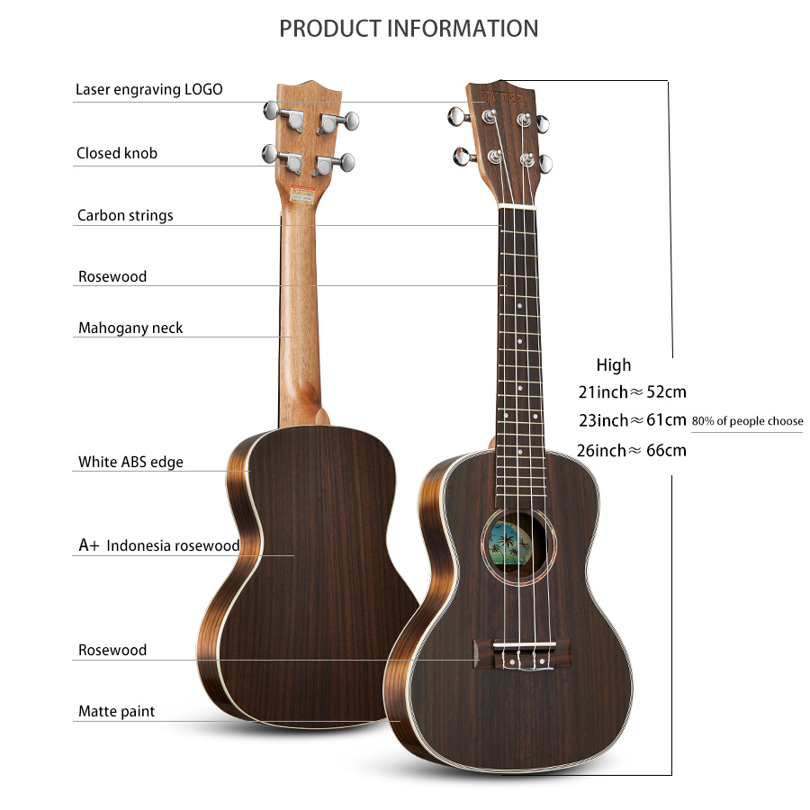 INITER 21/23/26 inch ukulele High Quality rosewood ukelele guitar ...
