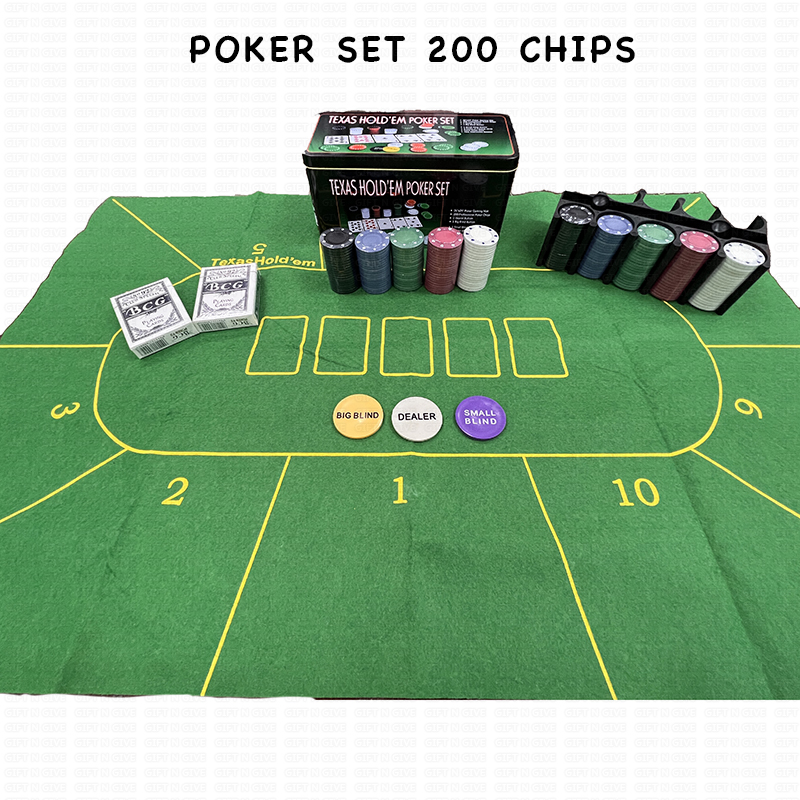 Professional Poker Set 200 Chips Texas Hold'em Casino Card Game Poker ...